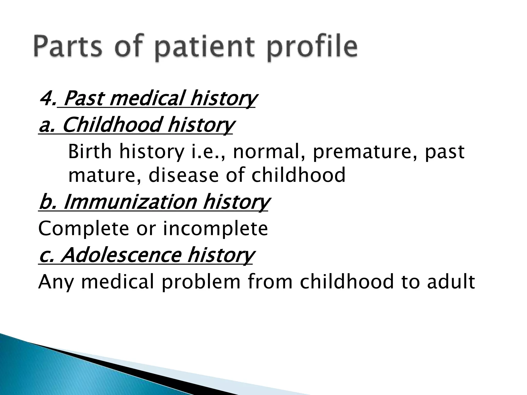 Patient profile (Taking & Components) | PPTX