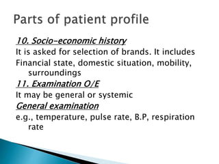 Patient profile (Taking & Components) | PPTX