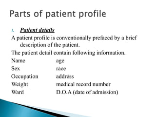 Patient profile (Taking & Components) | PPTX