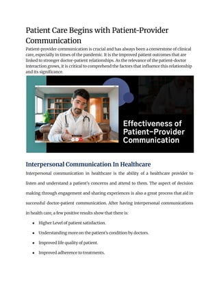 Guide to Patient-Provider Communication Models | PDF
