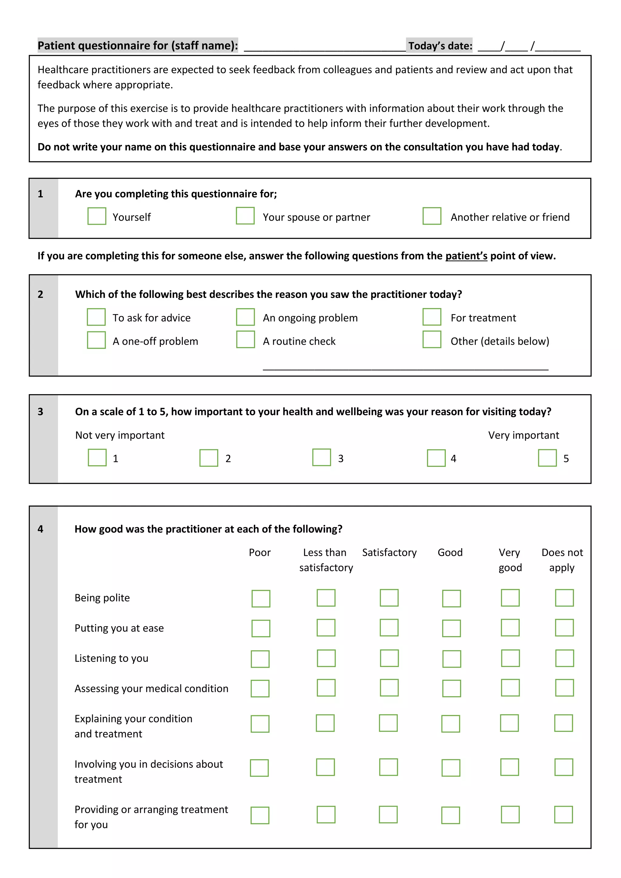 Patient questionnaire | PDF
