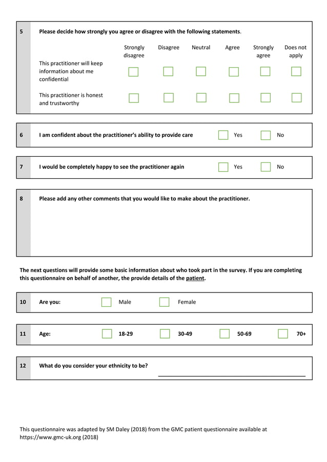 Patient questionnaire | PDF