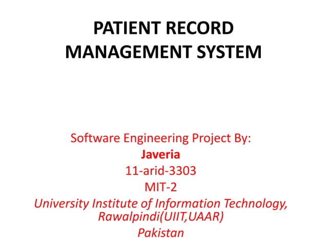 Patient record management system(s.e. diagrams) | PPTX