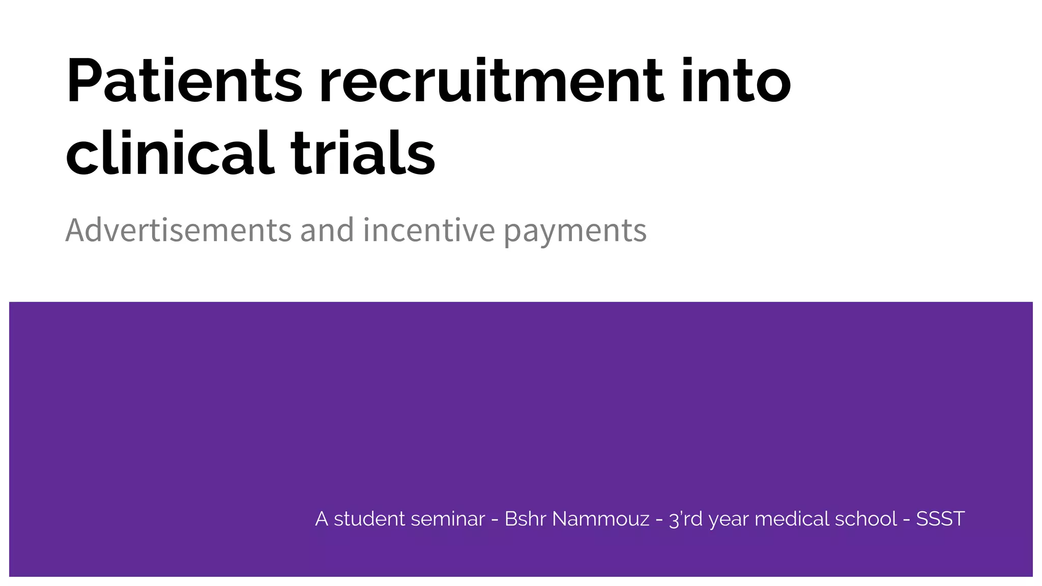 Patient recruitment into clinical trials presentation | PDF