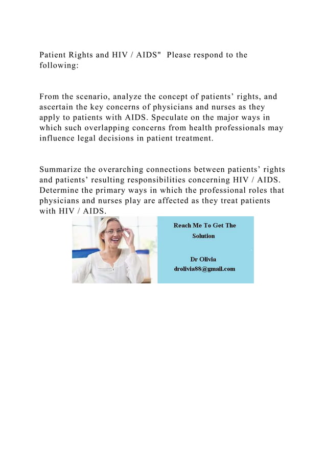 Patient Rights and HIV AIDS Please respond to the following .docx | Free Download