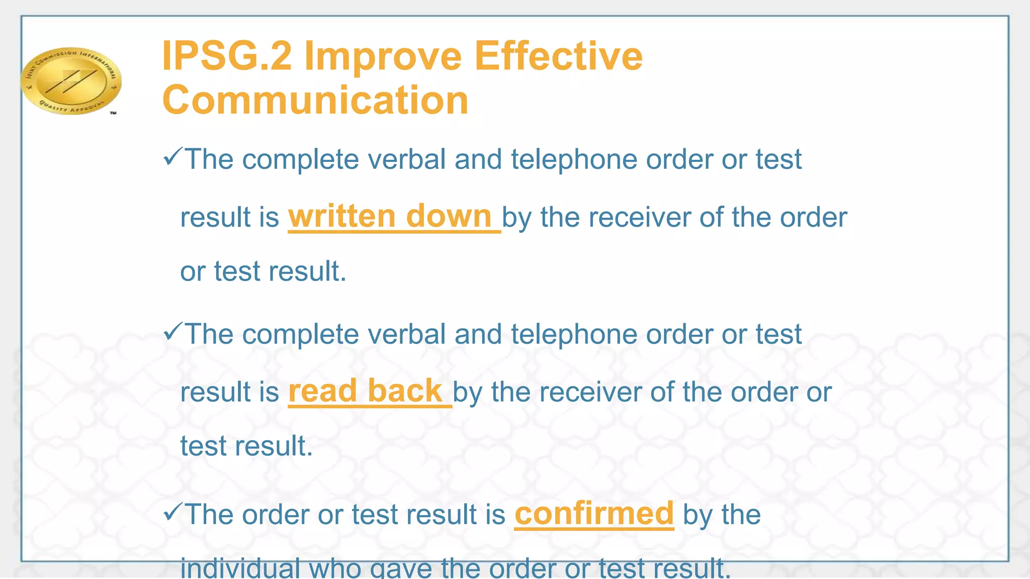 Patient Safety and IPSG | PPTX