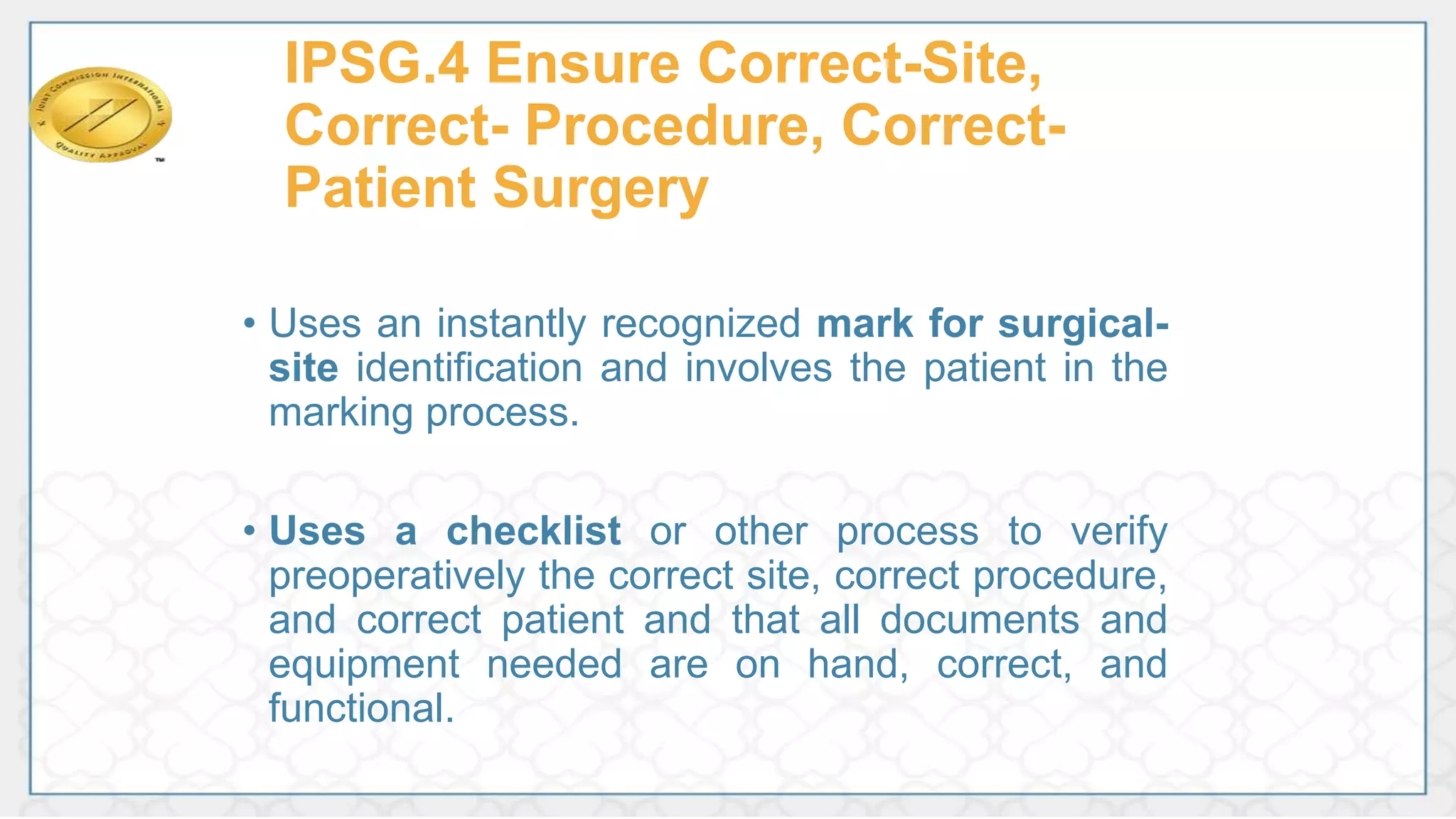 Patient Safety and IPSG | PPTX