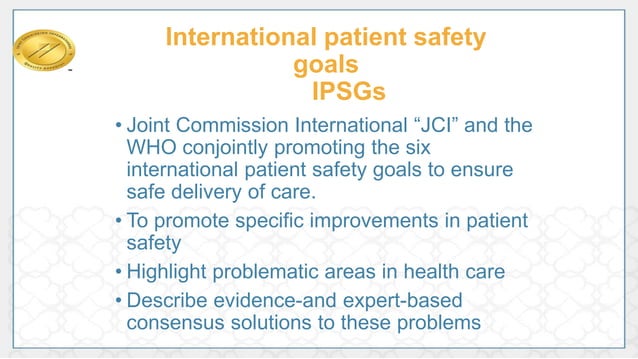 Patient Safety and IPSG | PPTX | Surgery | Medical Health