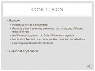 Patient safety and quality care | PPTX