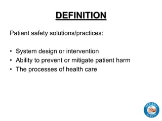 PATIENT SAFETY in hospital settings for better patient care | PPTX