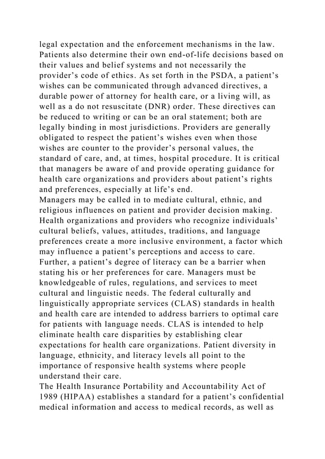 · Patient Self-Determination Act (1990)· Health Insurance Portab.docx