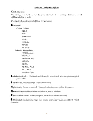 Dental Treatment Problem List - Patient SM | PDF