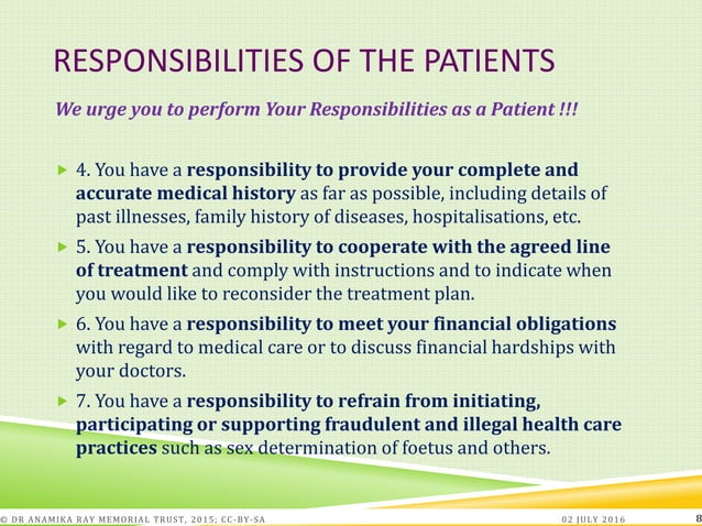 Patients' rights and responsibilities | PPTX | First Aid | Injuries