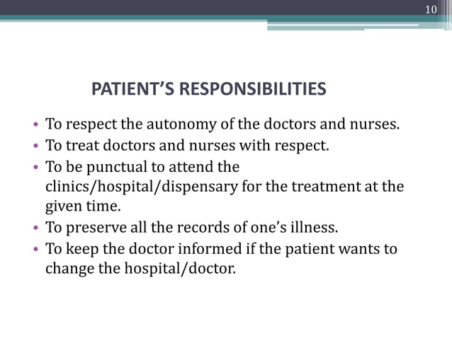 Patients rights and responsibilities | PPTX | Medical Health