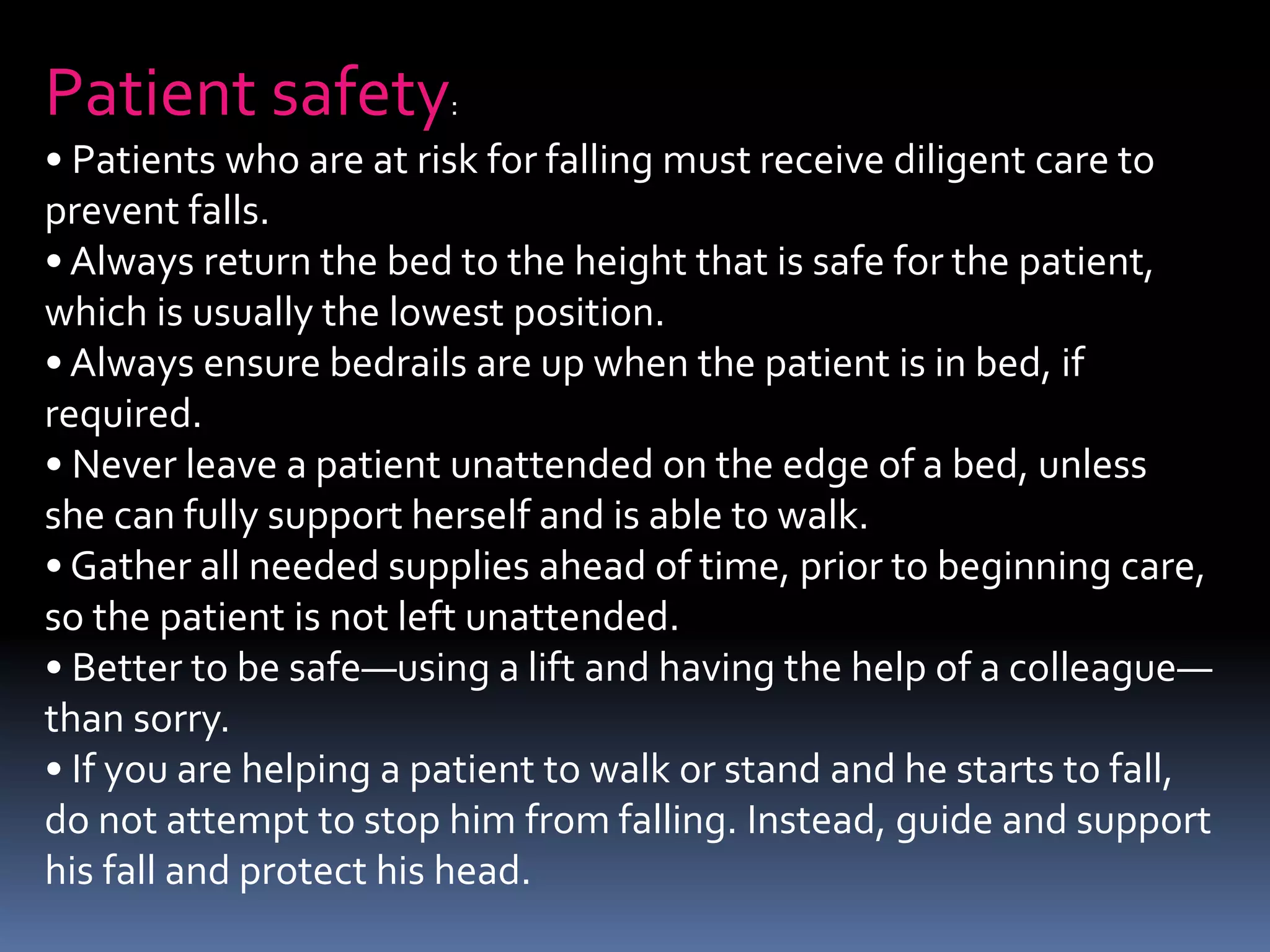 Patients safety transfers and lifting | PPTX