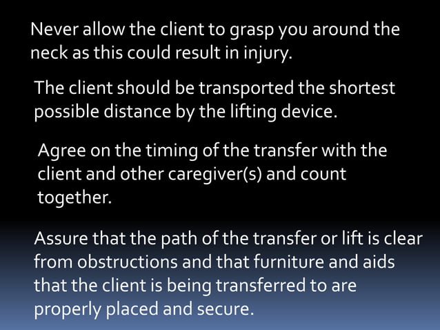Patients safety transfers and lifting | PPTX | First Aid | Injuries