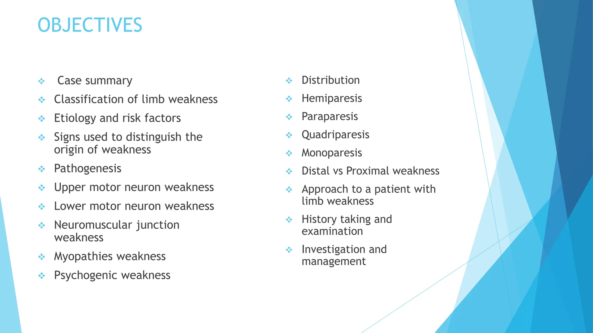APPROACH TO A PATIENT PRESENTING WITH LIMB WEAKNESS | PPTX