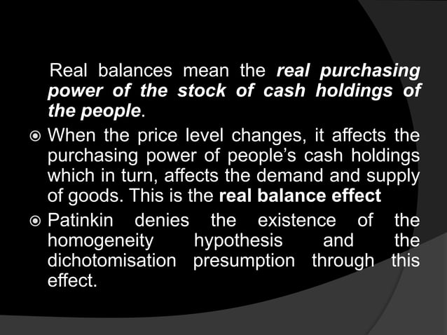 Patinkin real balance effect | PPTX
