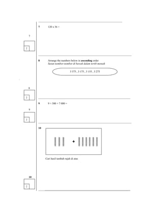 SOALAN PEPERIKSAAN AKHIR TAHUN MATEMATIK TAHUN 2 | DOC