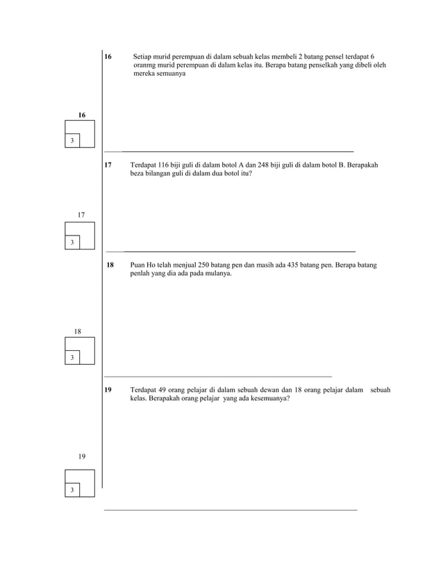 SOALAN PEPERIKSAAN AKHIR TAHUN MATEMATIK TAHUN 2 | DOC