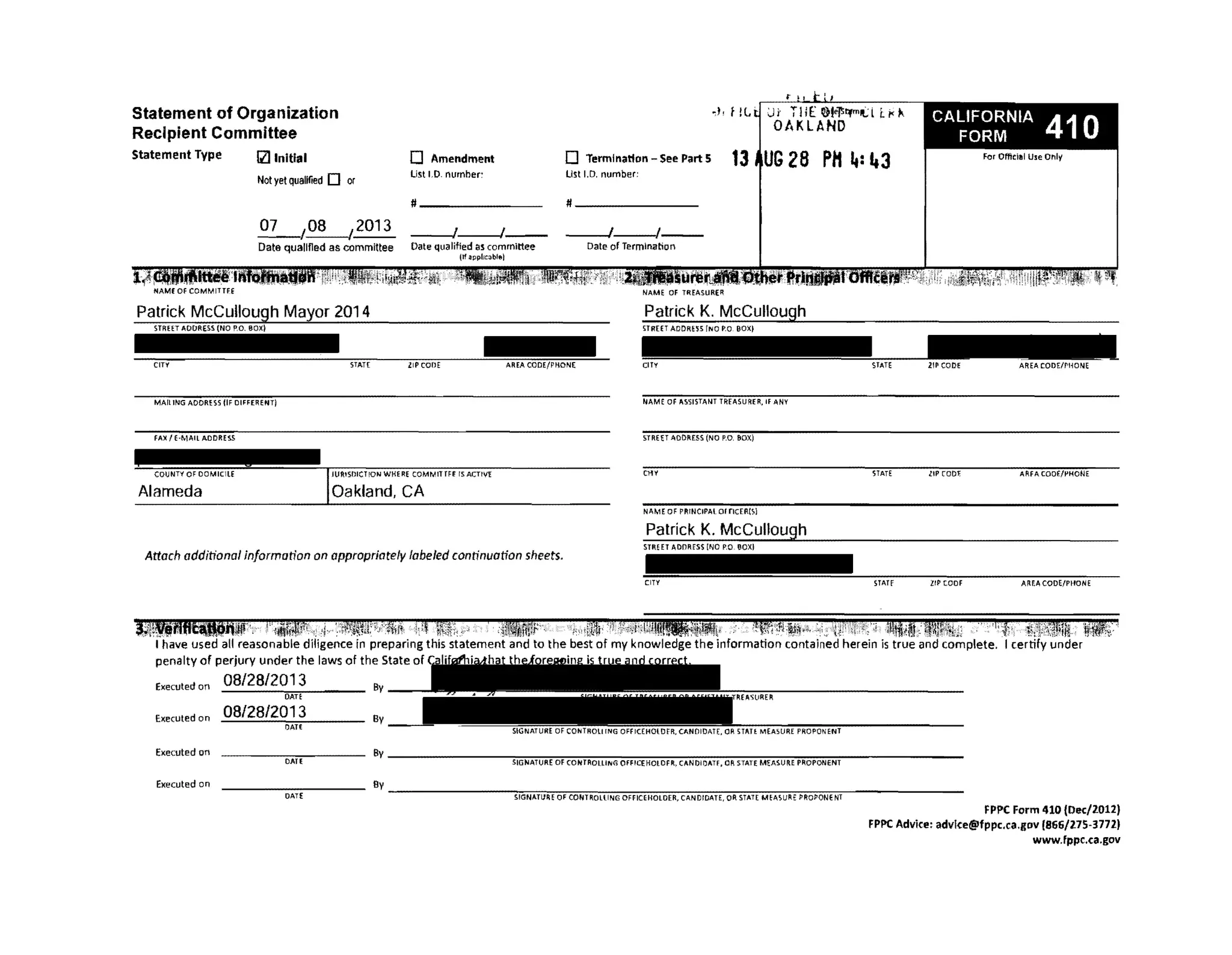 Pat McCullough FPPC Form 410 | PPT