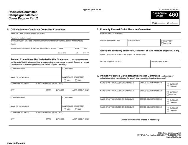 Pat McCullough FPPC Form 460 7-1-13 to 12-31-13 | PDF