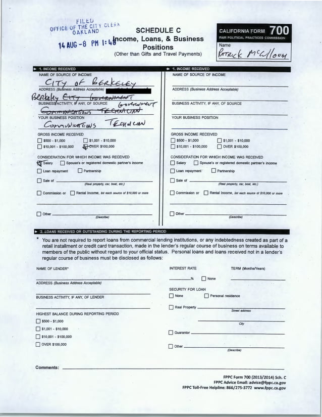 Pat McCullough FPPC Form 700 | PDF