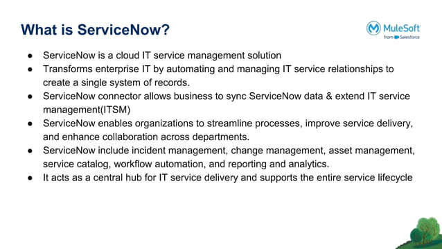 Servicenow Integration With Mulesoft Pptx