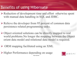 Patni Hibernate | PPT | Databases | Computer Software and Applications