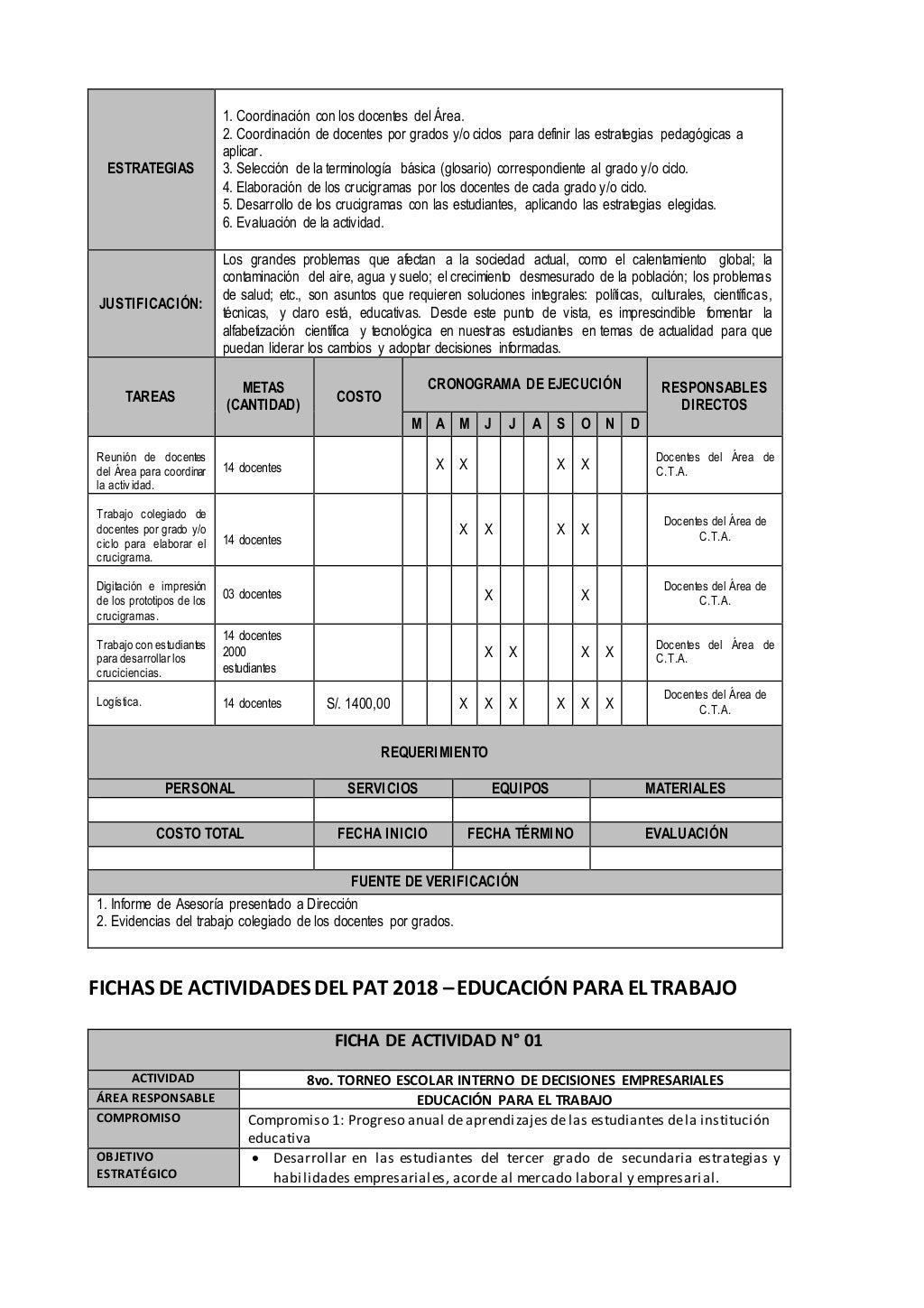 MODELO PAT 2018 SECUNDARIA