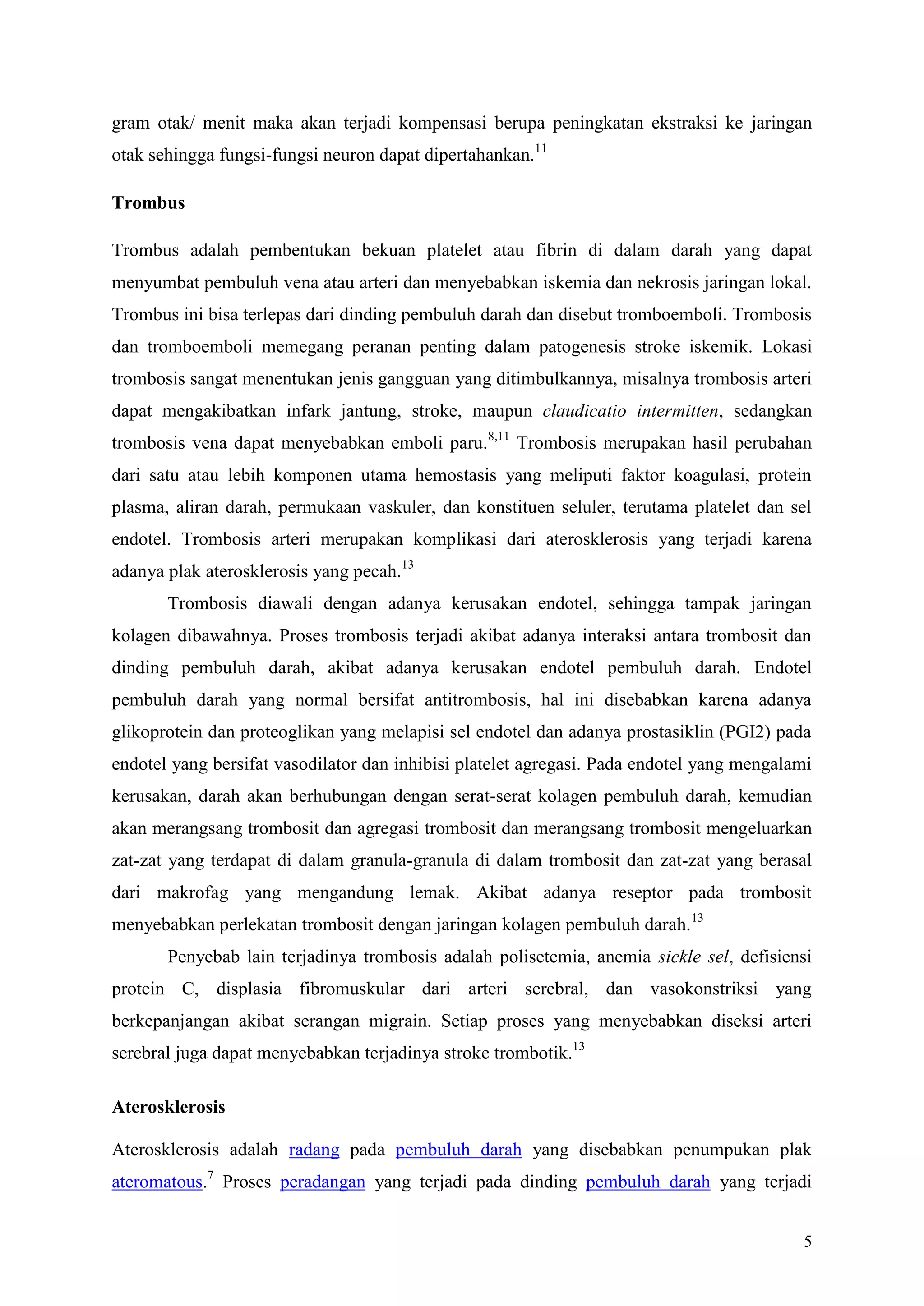 Patofisiologi stroke iskemik akibat trombus | PDF