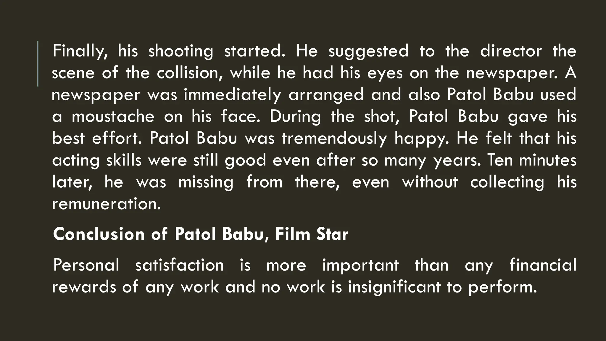Patol Babu, FilmStar written by Satyajit Ray | PPTX