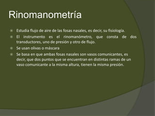 Presentacion sobre rinomanometria y rinometria acustica | PPTX