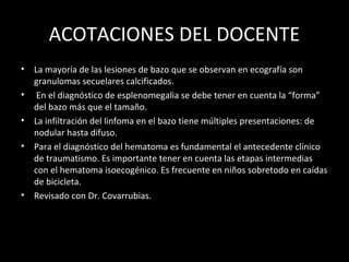 PATOLOGÍA DEL BAZO EN ECOGRAFÍA. | PPT