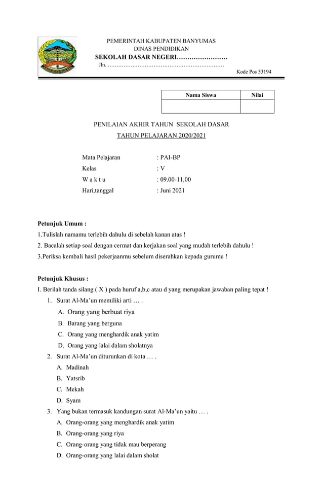 Pat pai kls.5_2021 | PDF