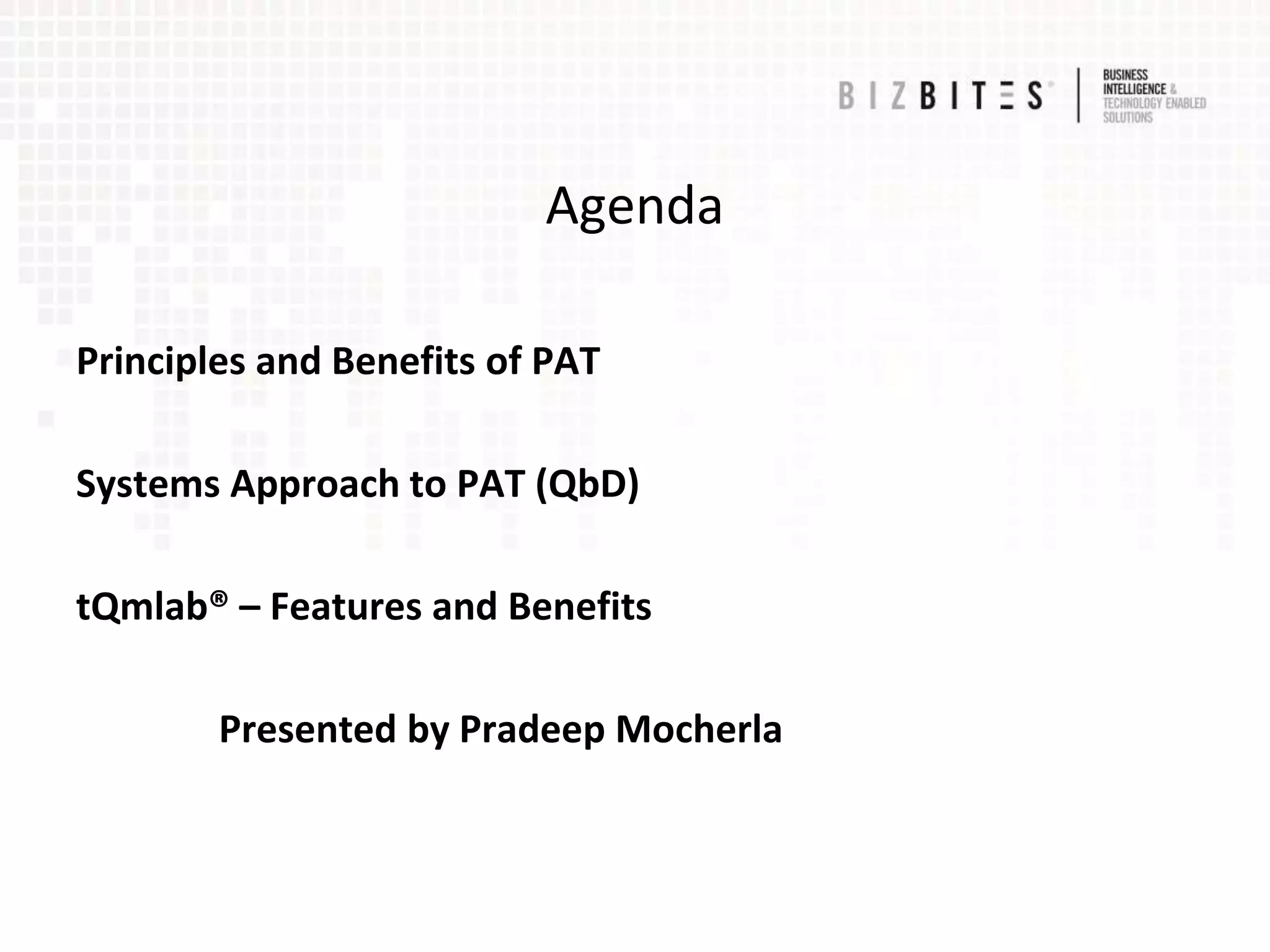 PAT and QbD concepts in designing the LiMS and other Electronic systems ...