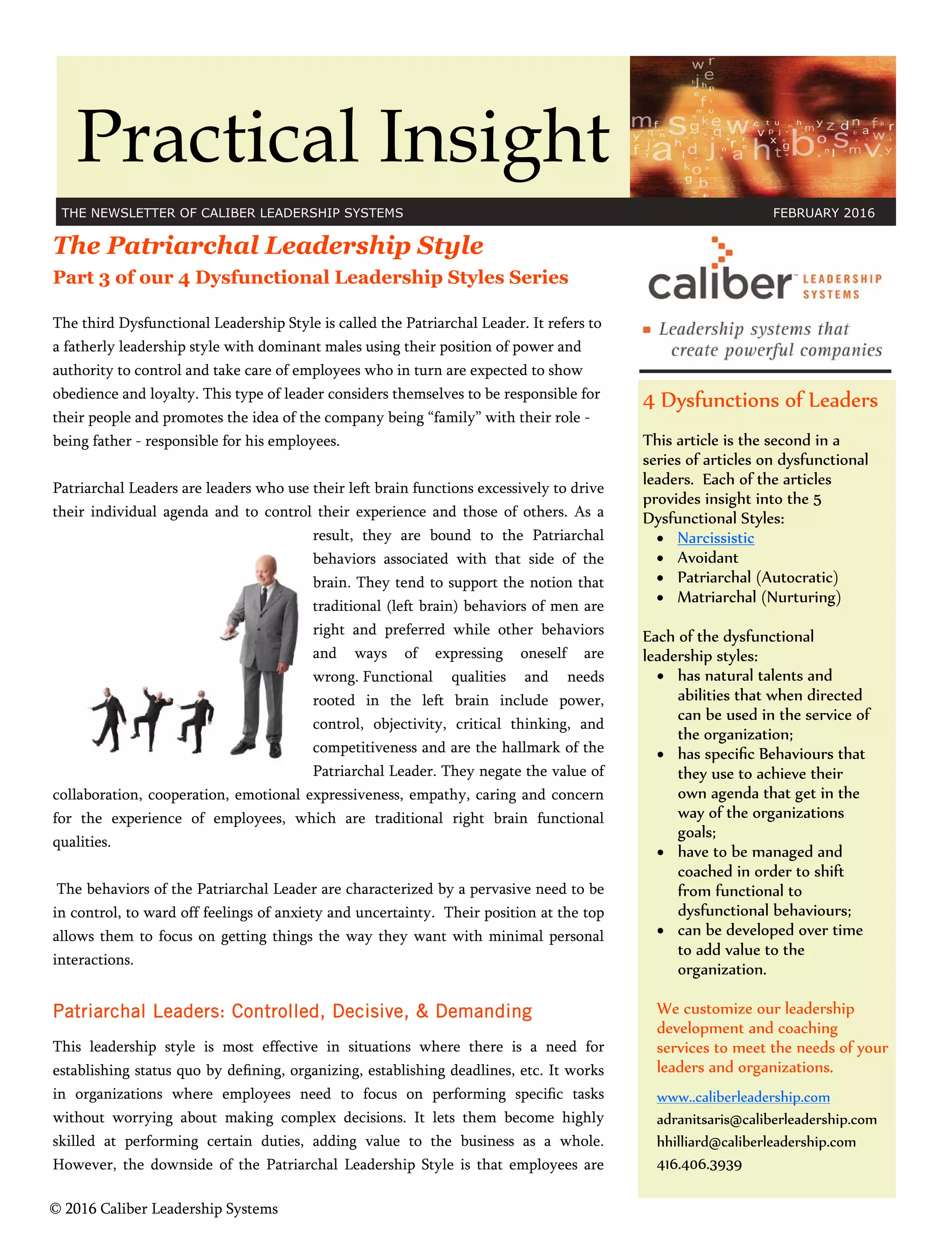 4 Dysfunctional Leadership Styles - Part 3: The Patriarchal Leadership ...