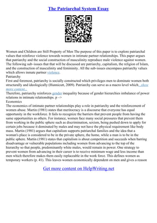 Patriarchy Essay | PDF