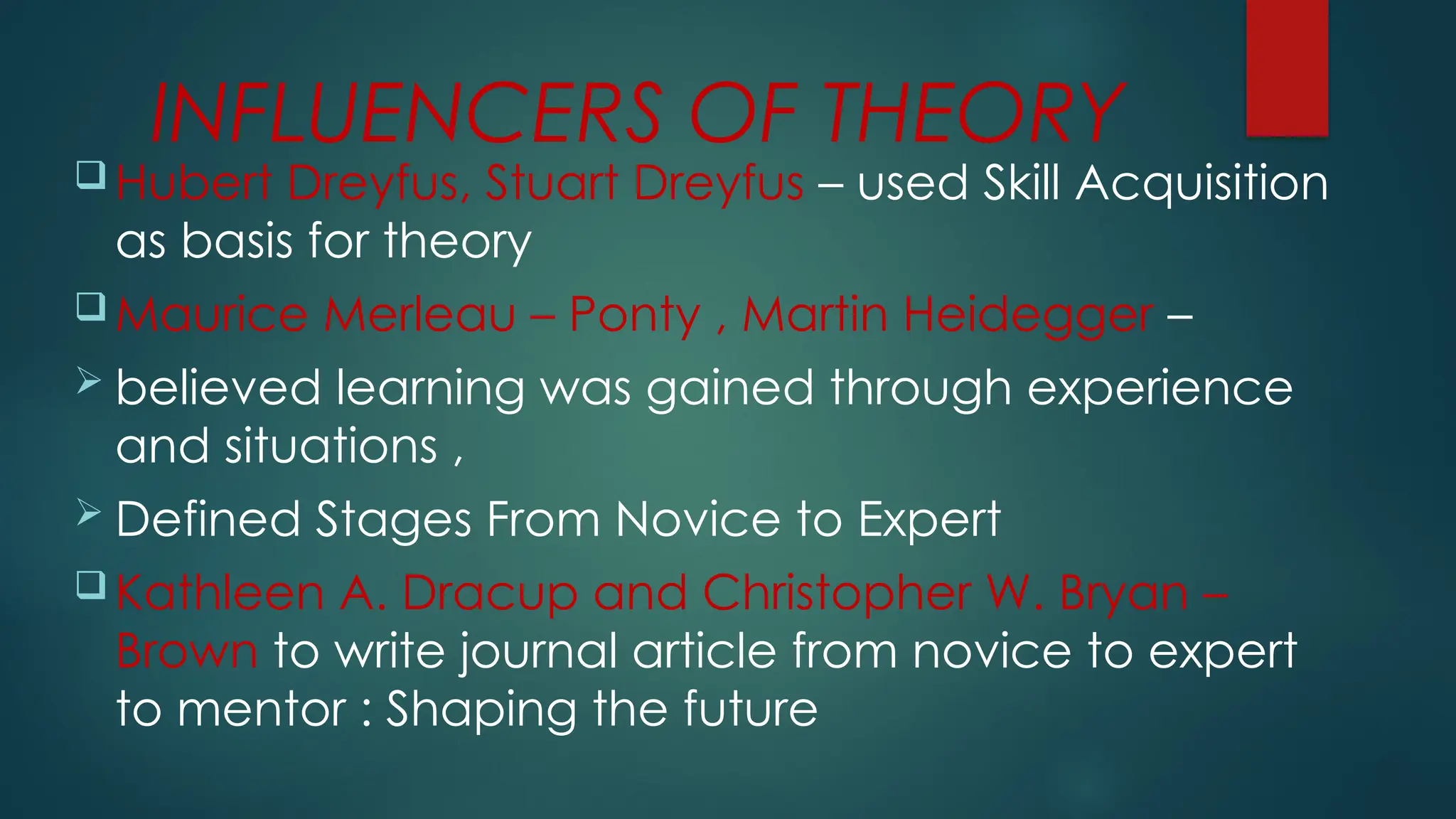 Patricia Benner - Novice to Expert theory | PPTX