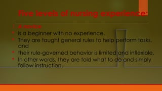 Patricia Benner - Novice to Expert theory | PPTX