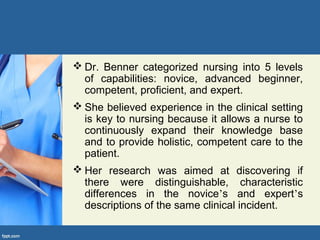 Patricia Benner (Novice to Expert Theory) | PPT