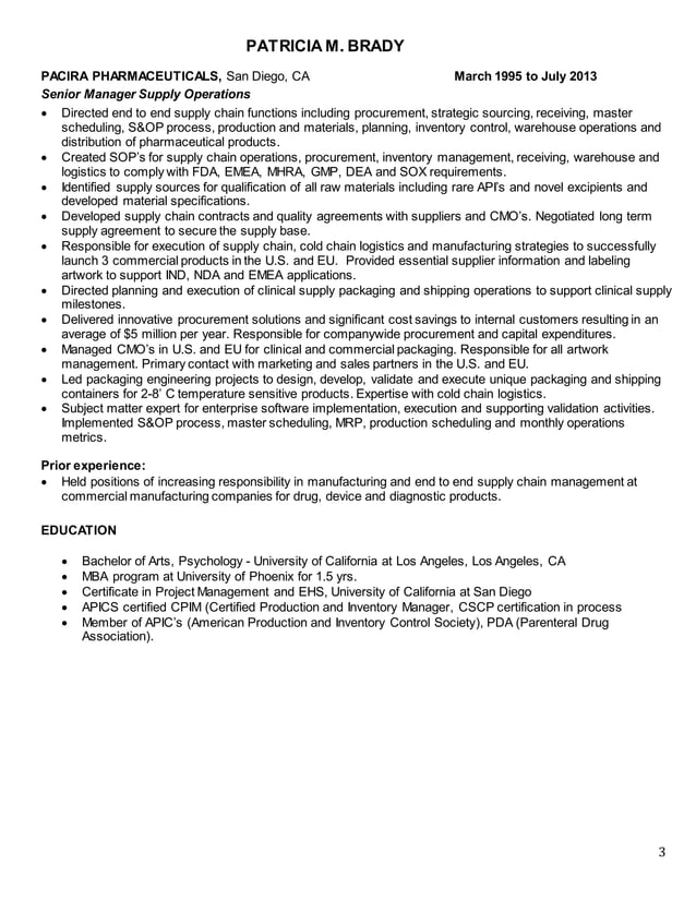 Patricia brady resume 22 dec2016 | PDF