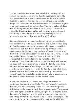 Patricia Brenner theoryMrs. Walsh, a woman in her 70s, was in c.docx