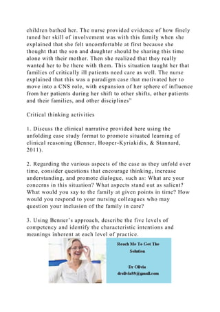 Patricia Brenner theoryMrs. Walsh, a woman in her 70s, was in c.docx
