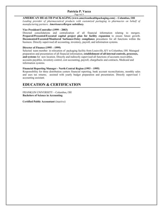 Patricia Vacca Senior Financial Executive | PDF