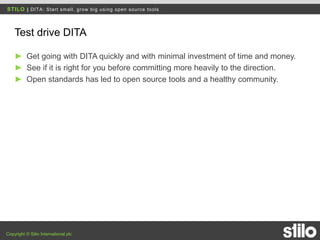 LavaCon 2017 - DITA: Start Small, Grow Big Using Open Source Tools | PPT