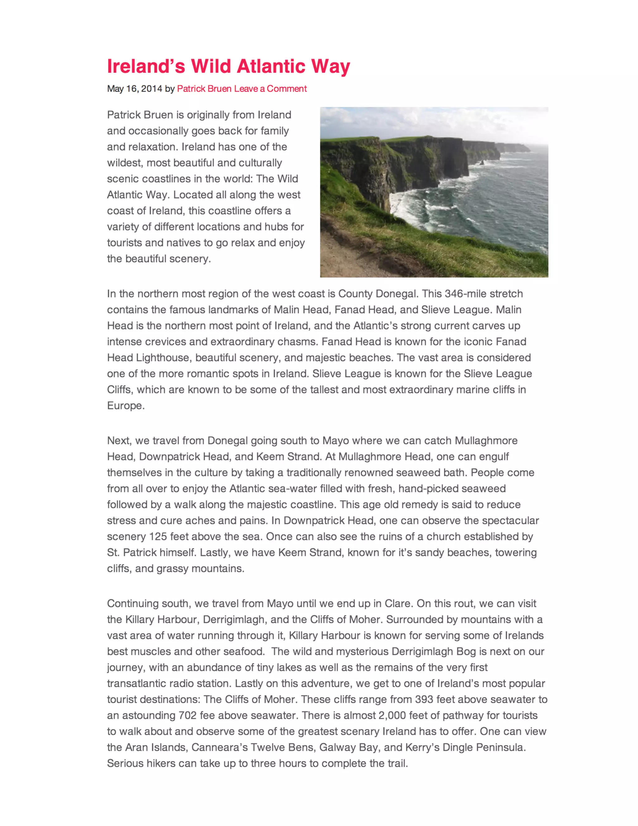 Patrick Bruen on Ireland's Wild Atlantic Way | PDF