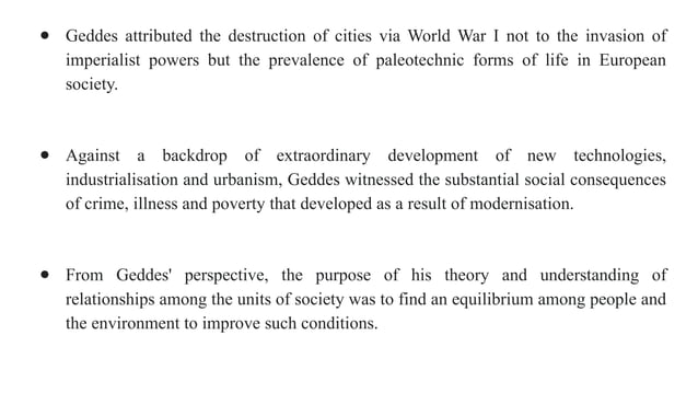 Environmental theory of Patrick Geddes (1854-1932) | PPT | Free Download