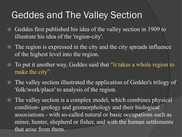 Patrick geddes theory | PPTX | Geography | Science