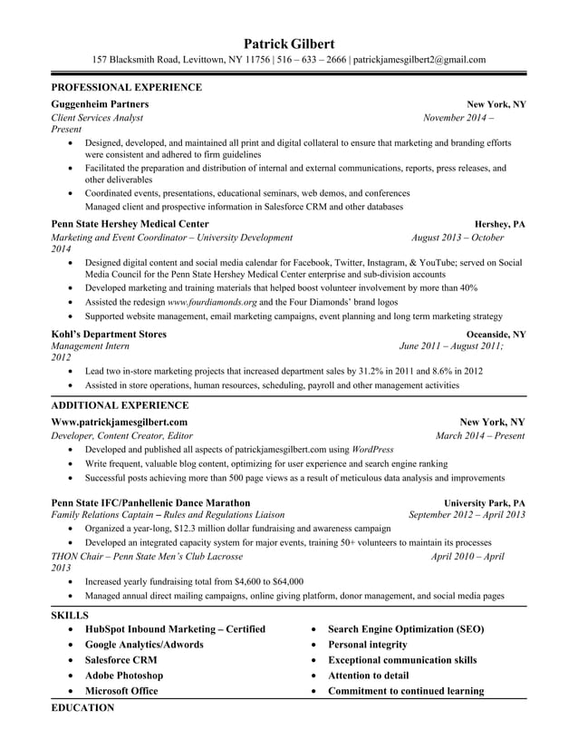 Patrick Gilbert Resume | PDF